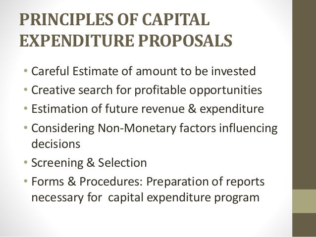 Capital expenditure proposals