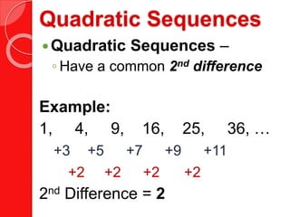6.1 quadratic sequences and tables | PPTX