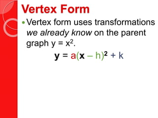 6.2 vertex form | PPTX | Physics | Science