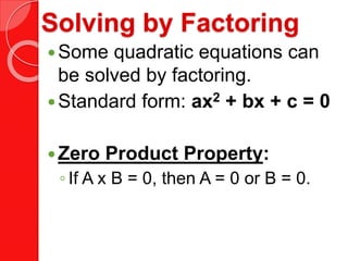 6.3 solving by factoring | PPTX