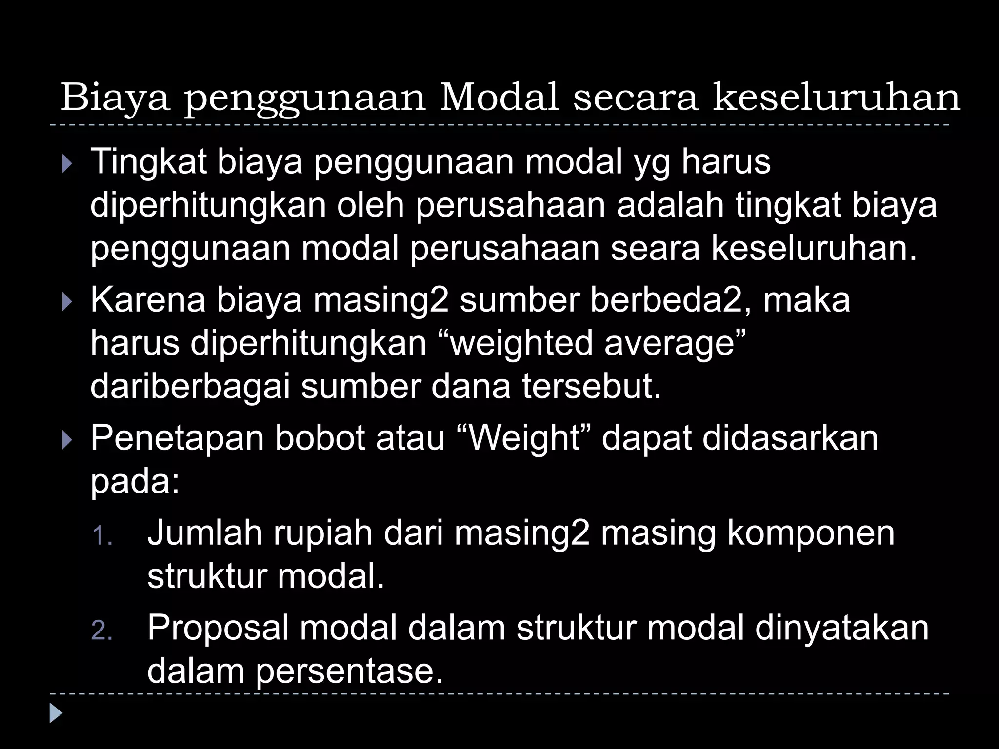 6. biaya penggunaan modal kerja (cost of capital) | PPTX