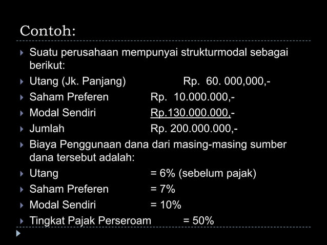 6. biaya penggunaan modal kerja (cost of capital) | PPTX