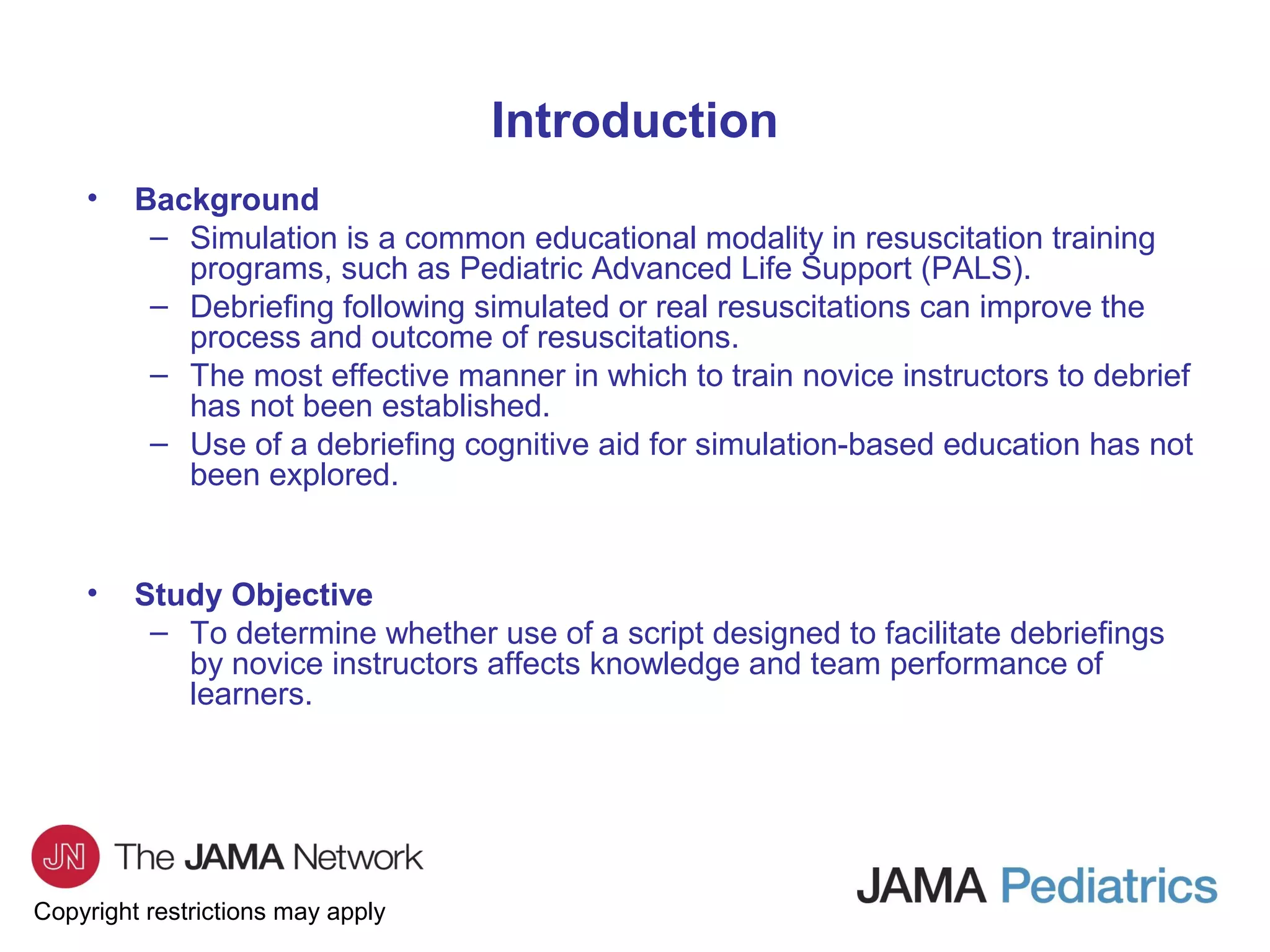 Examining Pediatric Resuscitation Education Using Simulation and Scripted Debriefing | PPT