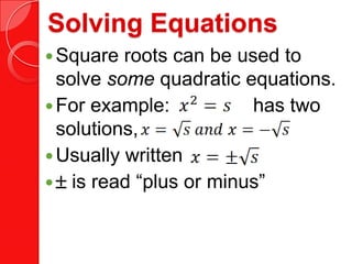 6.5 solving by square roots | PPT