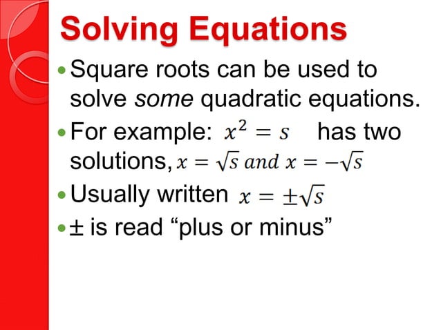 6.5 solving by square roots | PPT