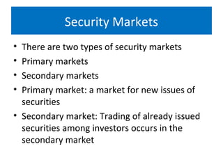 Security Markets | PPT