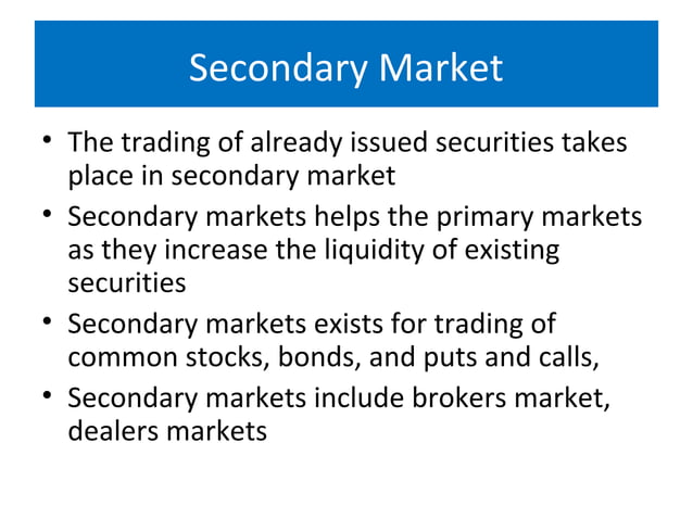 Security Markets | PPT