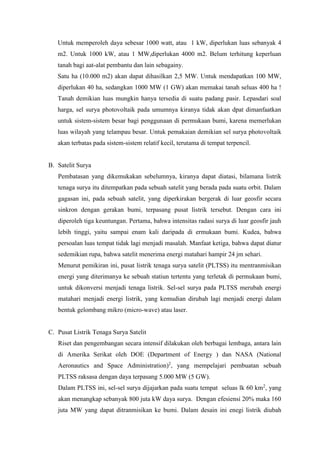 Paper Pusat Listrik Tenaga Surya Satelit | DOCX