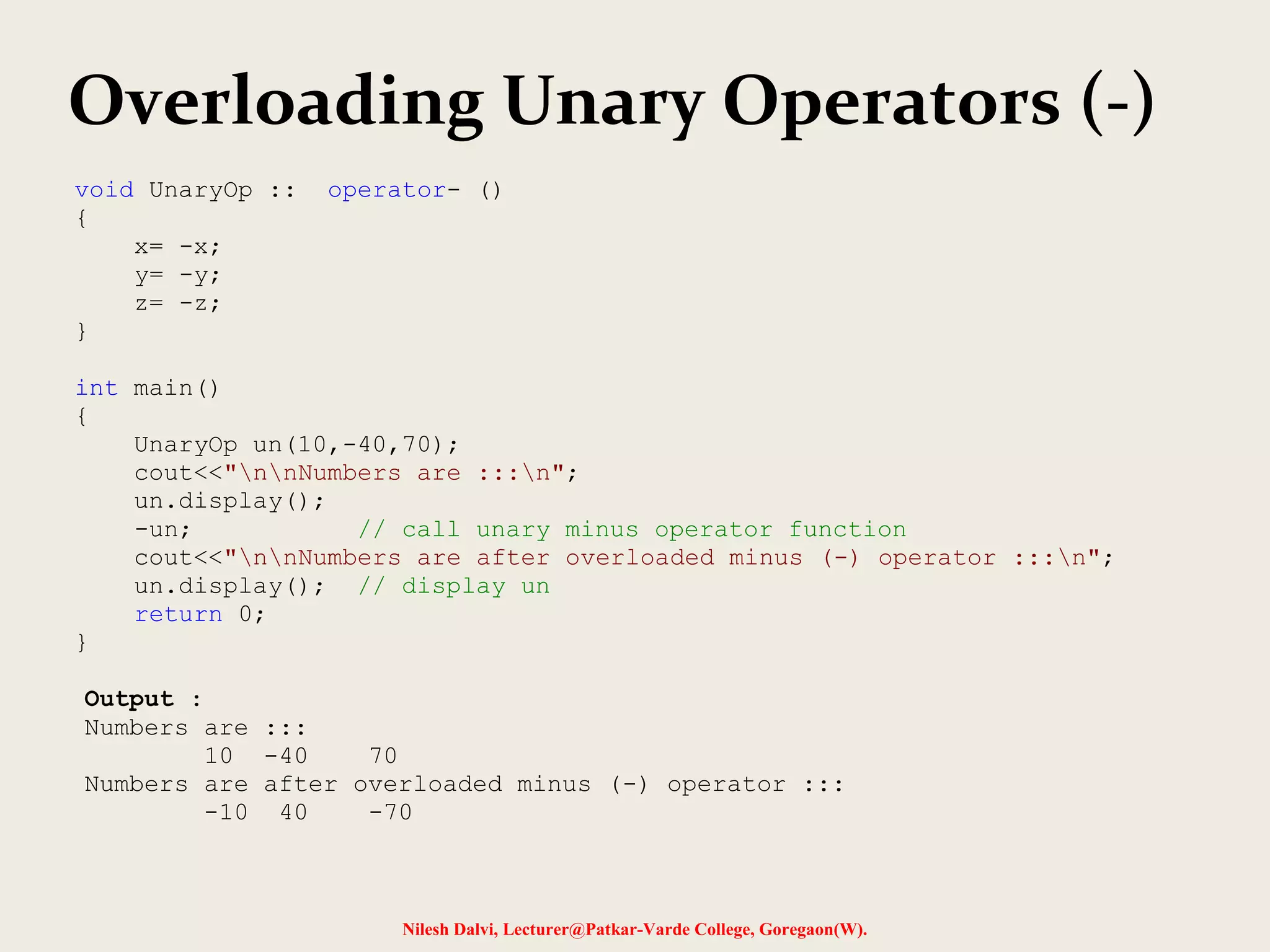 Operator Overloading | PPT