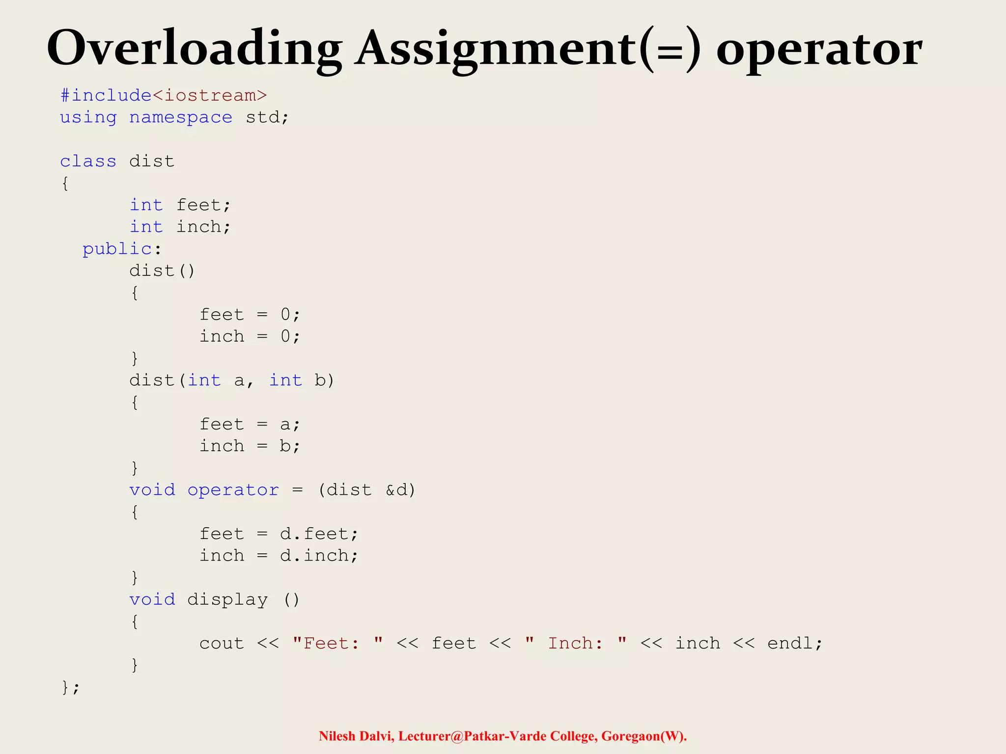 Operator Overloading | PPT