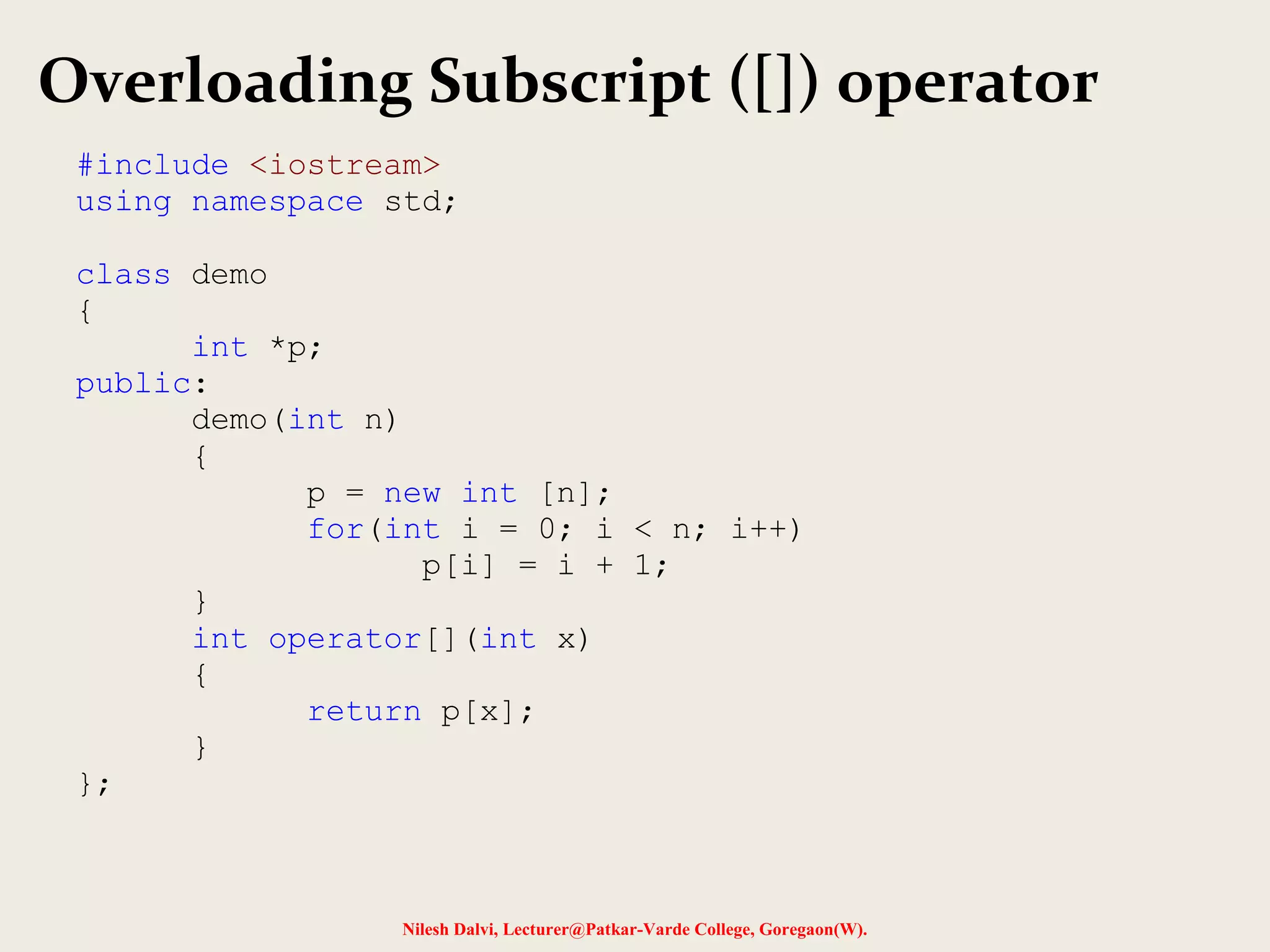 Operator Overloading | PPT
