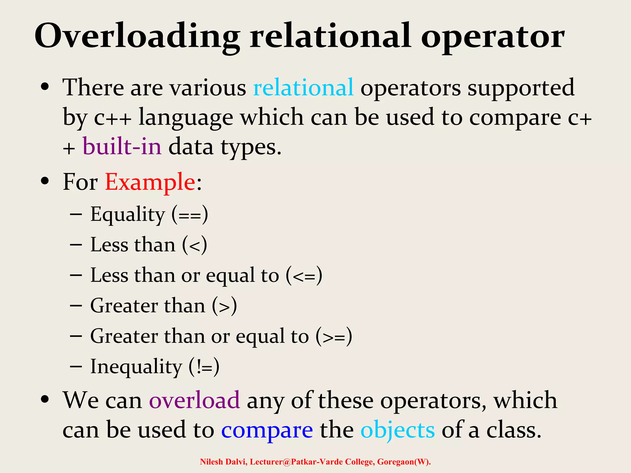 Operator Overloading | PPT