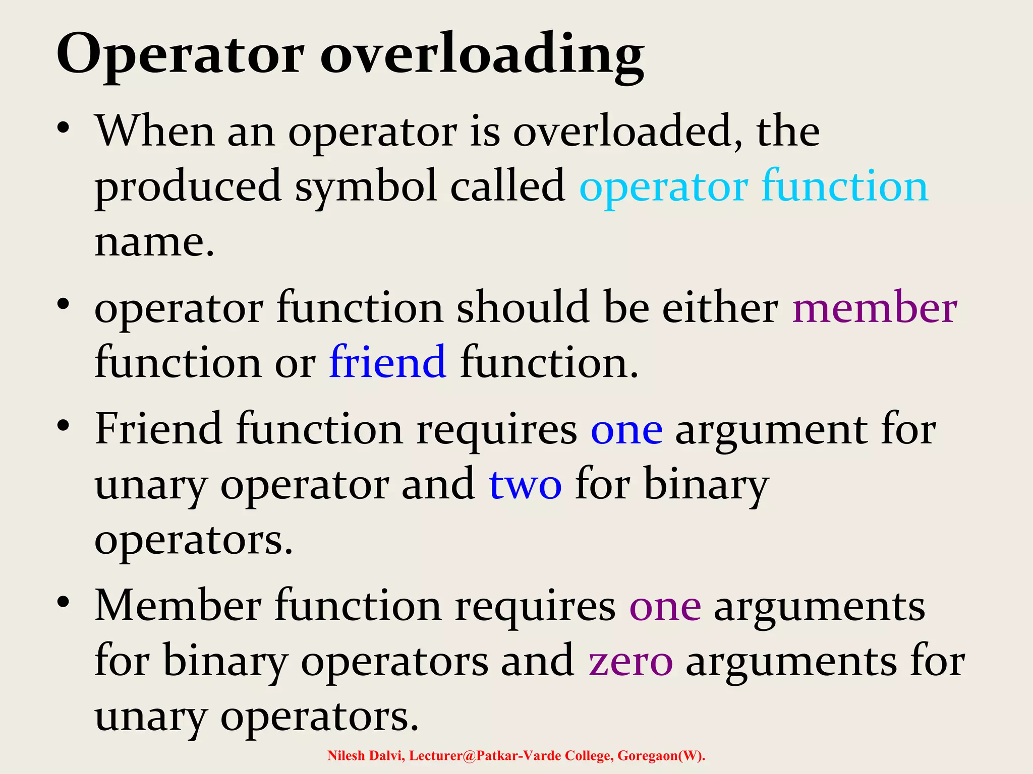 Operator Overloading | PPT
