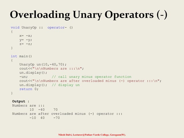 Operator Overloading | PPT