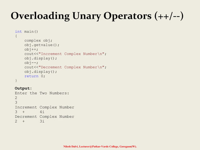 Operator Overloading | PPT