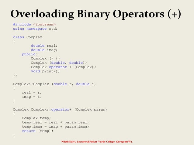 Operator Overloading | PPT