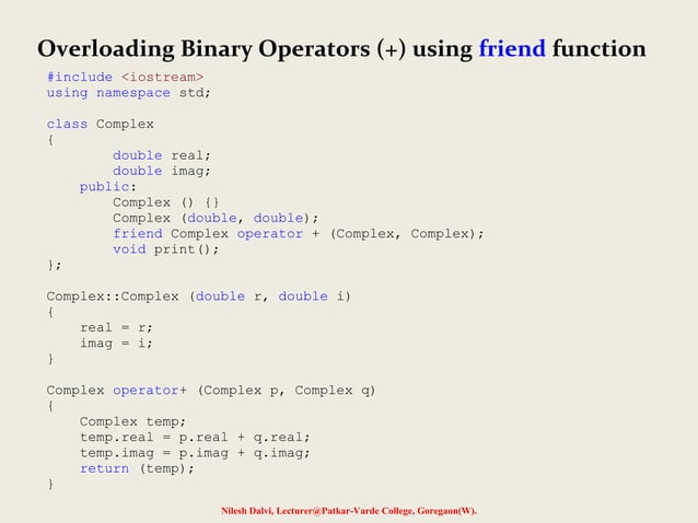 Operator Overloading | PPT