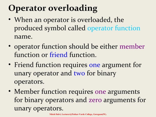 Operator Overloading | PPT