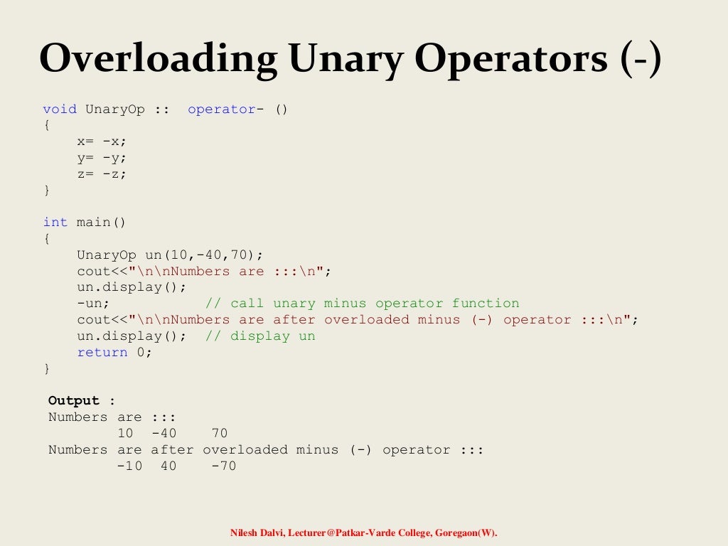 Operator Overloading 