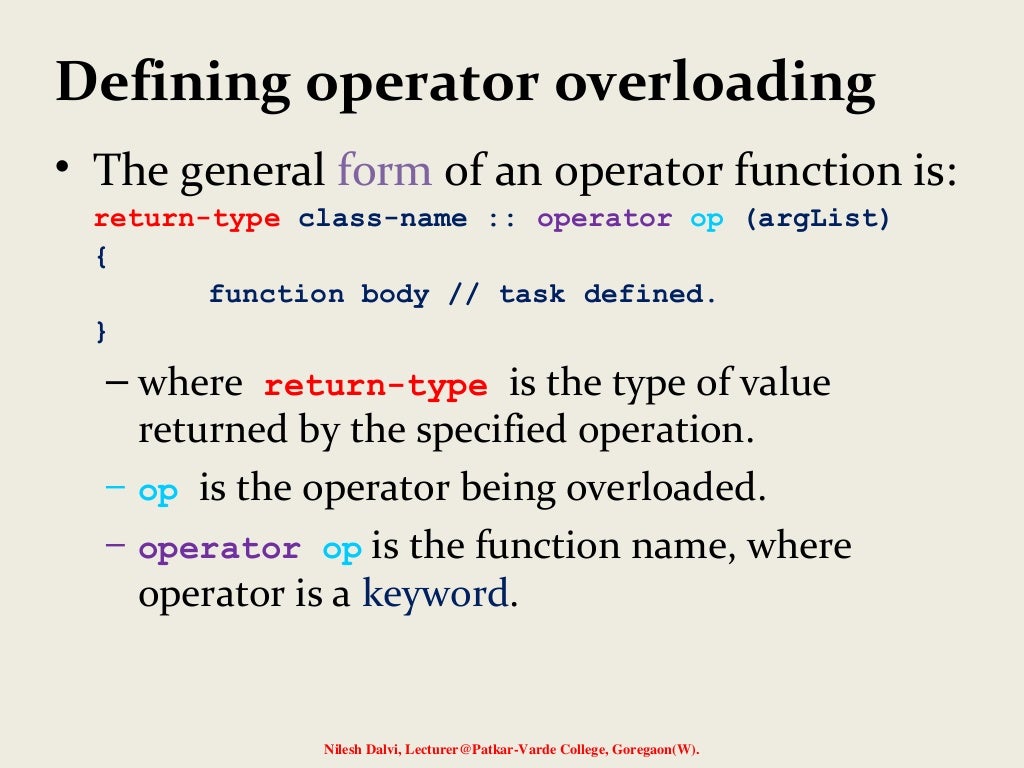 Operator Overloading