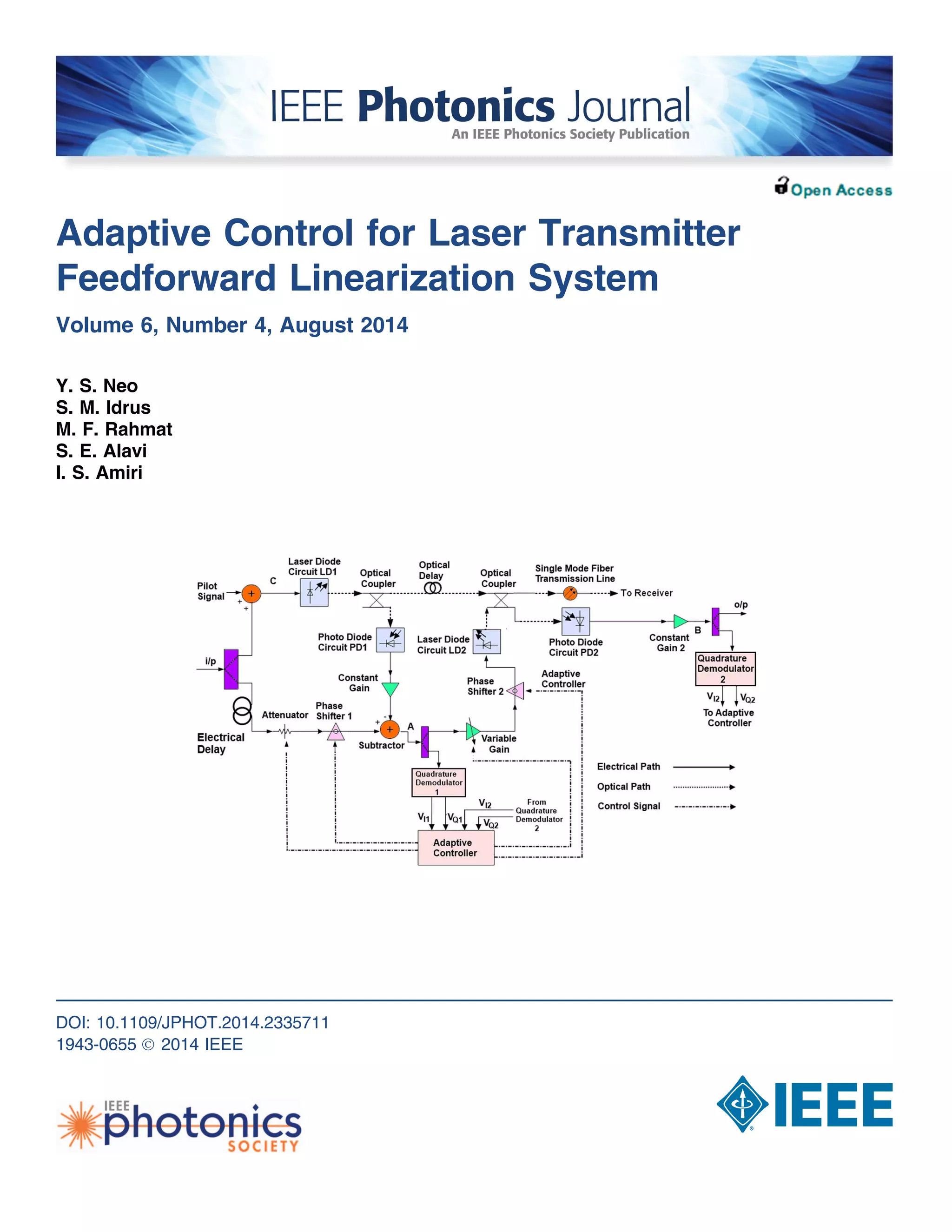 Adaptive Control for Laser Transmitter Feedforward Linearization System | PDF | Radio Control ...