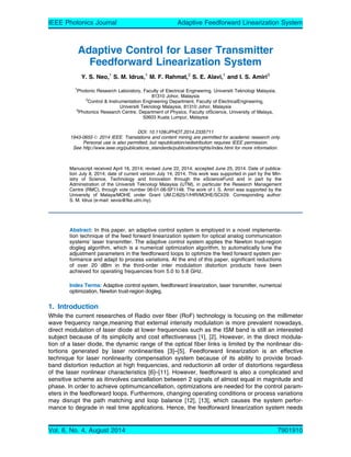 Adaptive Control for Laser Transmitter Feedforward Linearization System | PDF | Radio Control ...