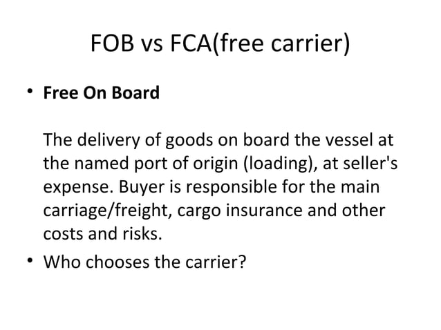 INCO terms | PPT | Business | Business and Finance