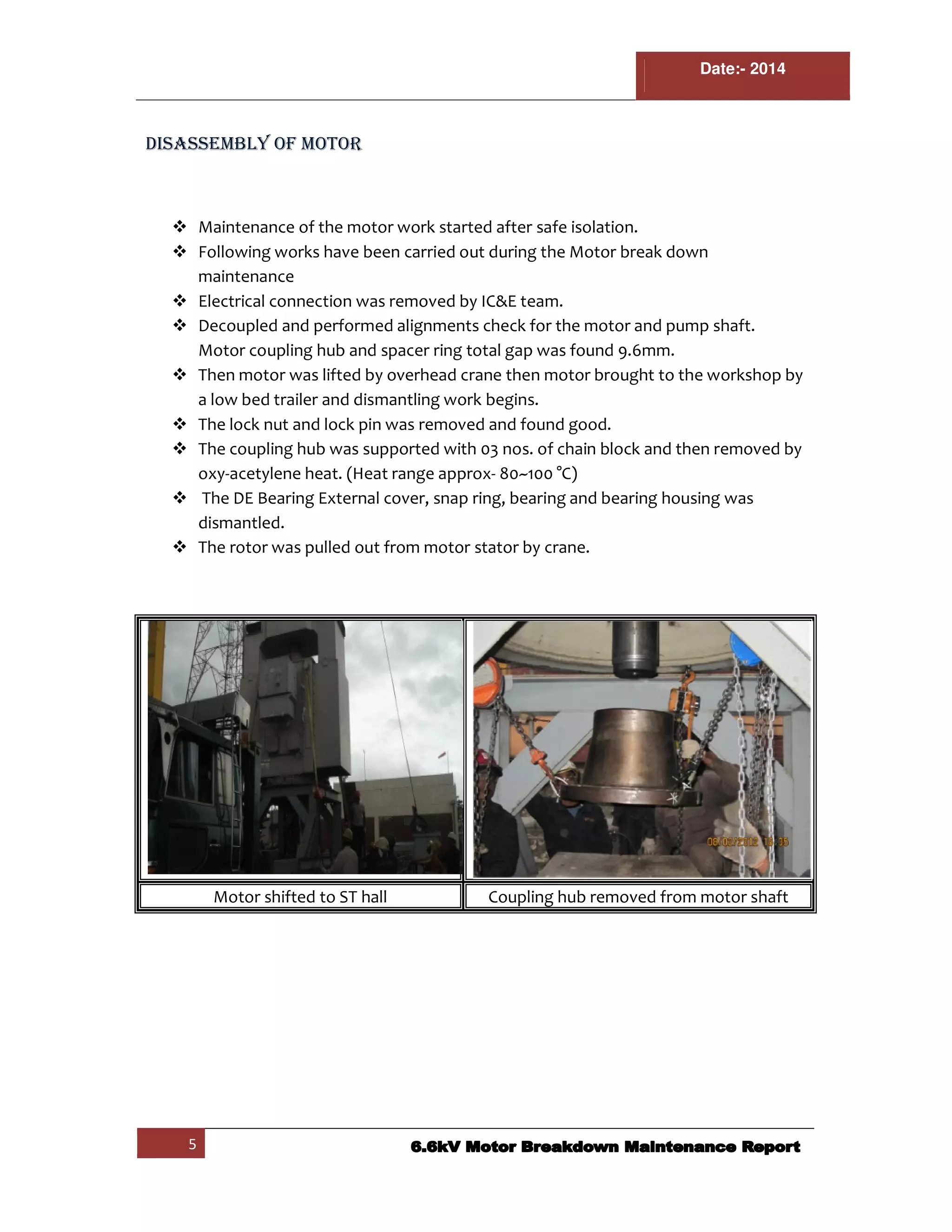 6.6 KV MOTOR BREAKDOWN MAINTENANCE REPORT | PDF