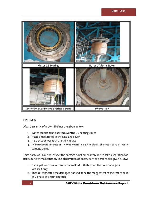 6.6 KV MOTOR BREAKDOWN MAINTENANCE REPORT | PDF | Home Appliances ...