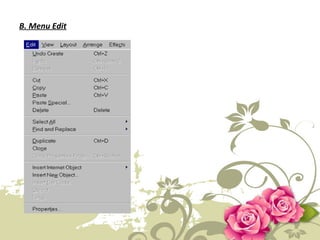 Menu file, edit dan layout pada coreldraw X3 | PPT