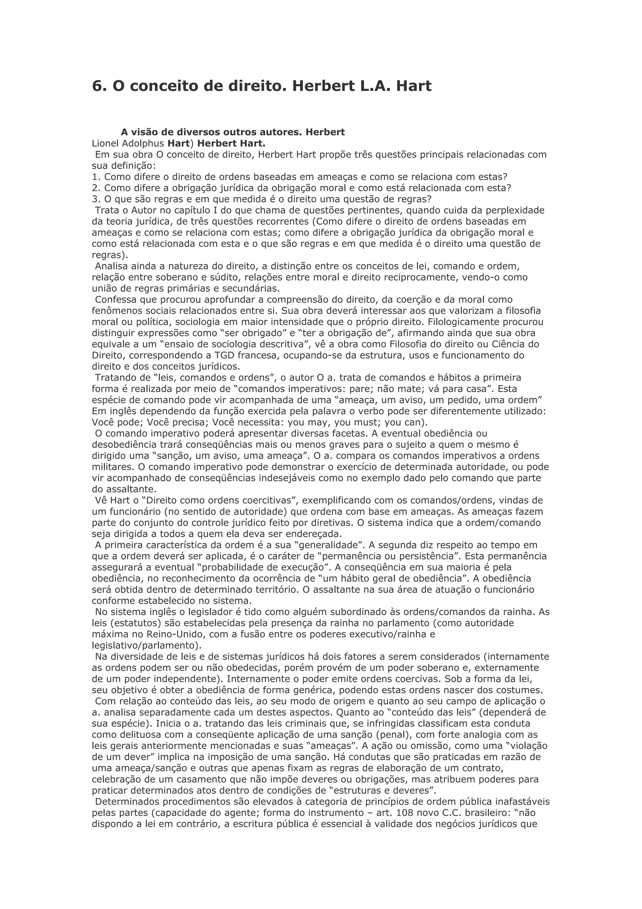O conceito de direito. herbert l.a. hart | PDF