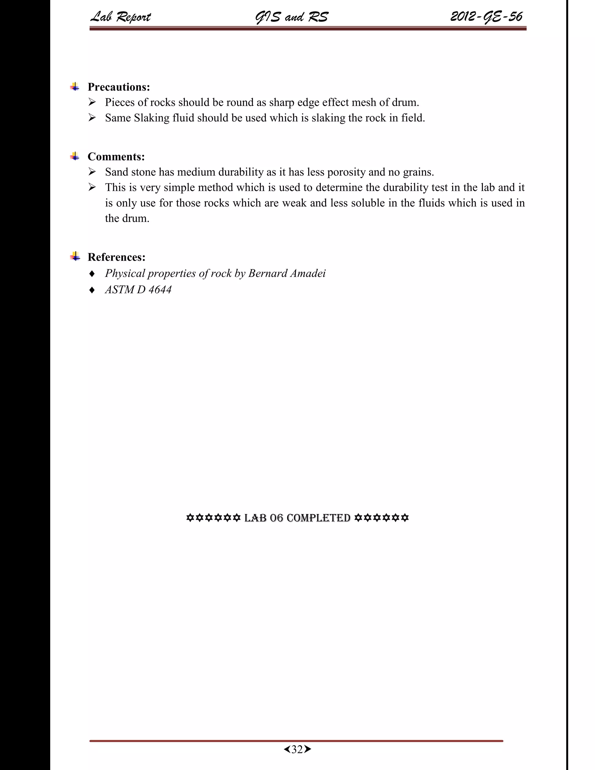 slake durability index experiment | PDF