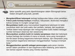 penelitian etnografi (kuliatatif) | PPTX