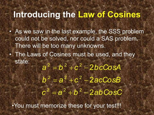 6.2 law of cosines | PPT