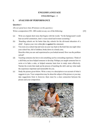 Examiner Analysis of 2014 ICSE English Language Board Paper | PDF