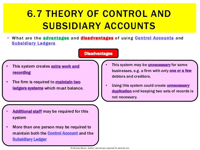 6.7 Theory of Control and Subsidiary accounts