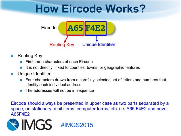 IMGS 2015 - Using eircode with imgs solutions - ciaran kirk | PPT