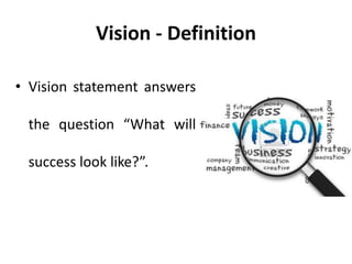 Vision and strategic framework - strategic management - - Manu Melwin ...