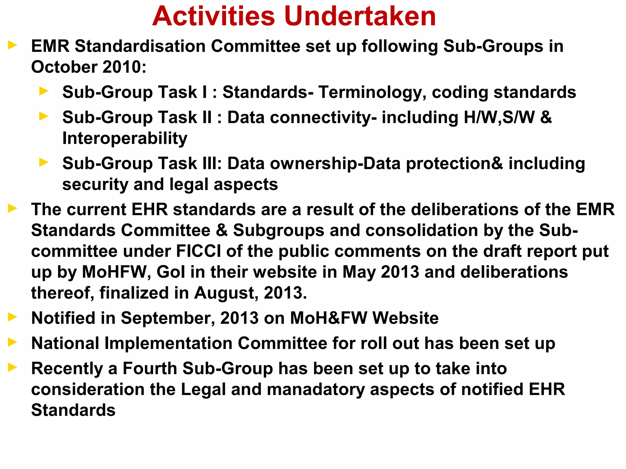 Electronic Health Record Standardisation in India | PPT