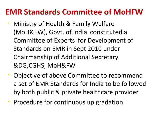 Electronic Health Record Standardisation in India | PPT