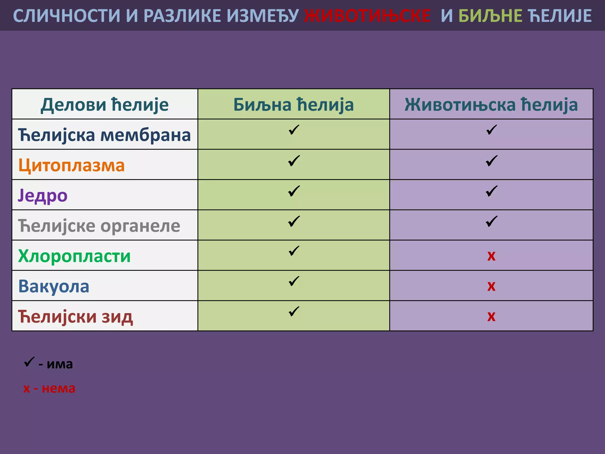 Biljna i zivotinjska celija | PPTX