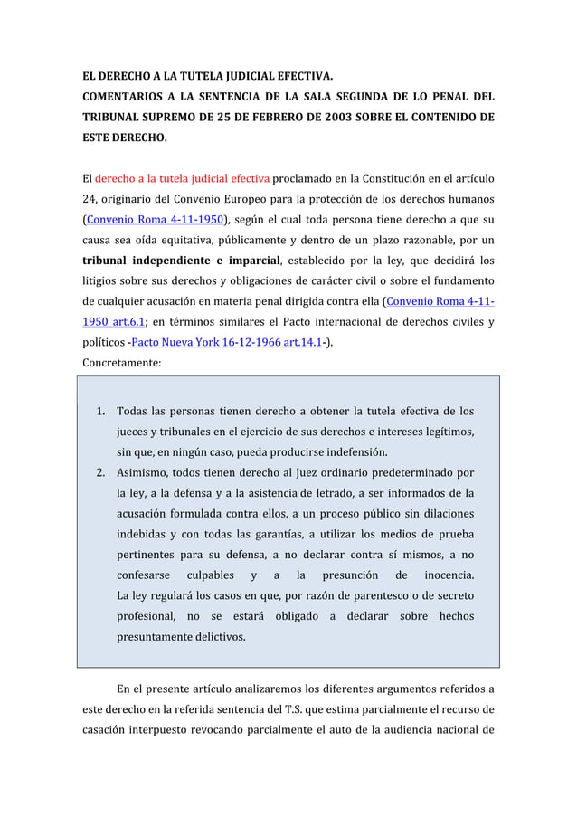 El Derecho A La Tutela Judicial Efectiva Pdf