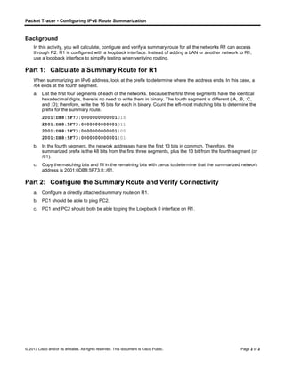 6.4.2.4 calculating and configuring an i pv6 route summarization instructions | PDF