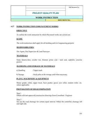 Method of Statement - Pavement works | PDF