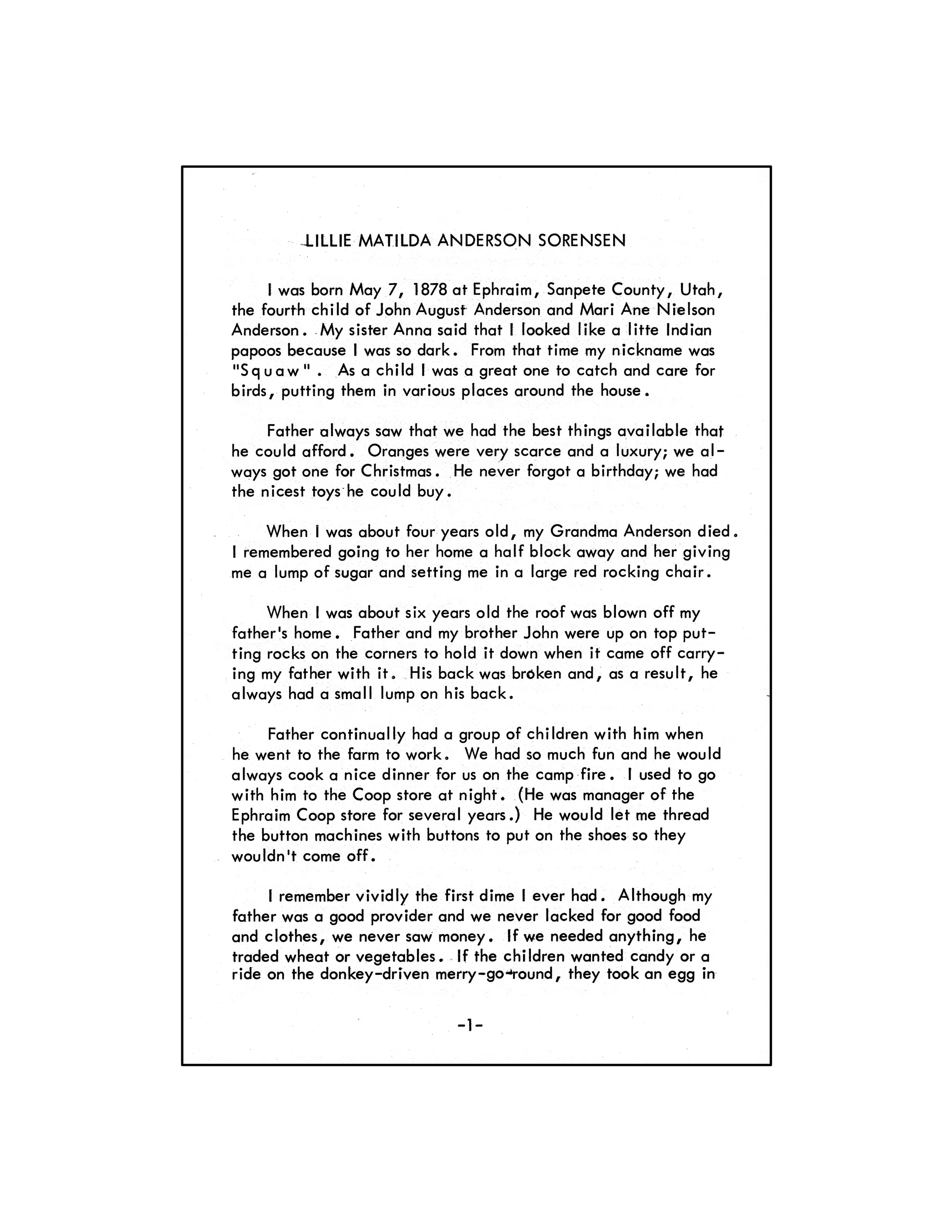 LILLIE MATILDA ANDERSON SORENSEN | PDF