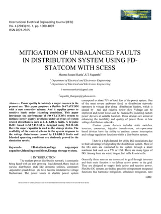 MITIGATION OF UNBALANCED FAULTS IN DISTRIBUTION SYSTEM USING FD-STATCOM WITH SCESS | PDF