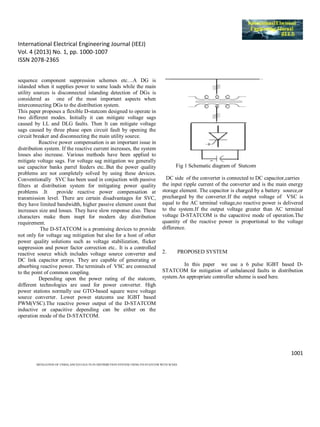 MITIGATION OF UNBALANCED FAULTS IN DISTRIBUTION SYSTEM USING FD-STATCOM WITH SCESS | PDF