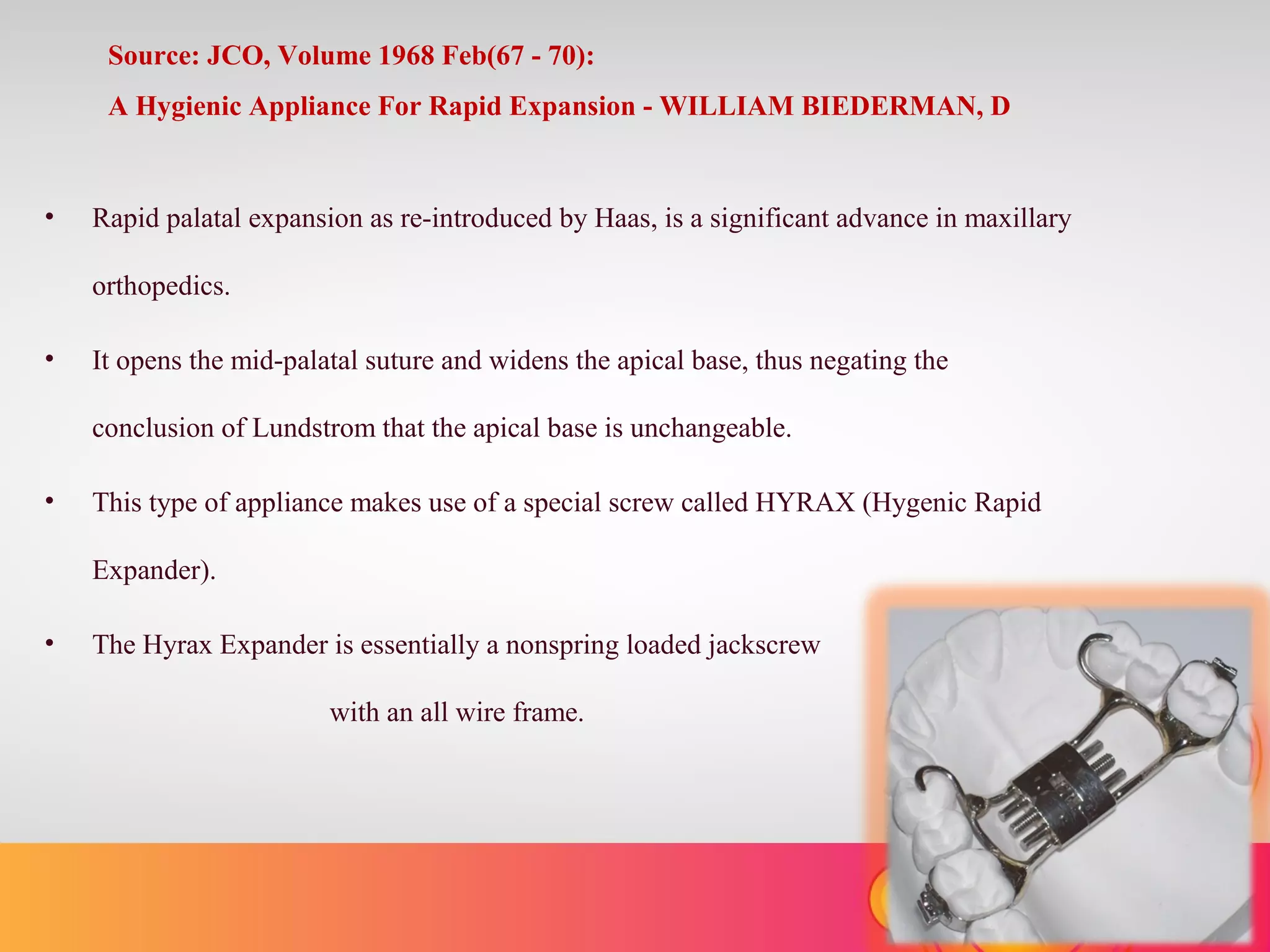 hygenic rapid maxillary expansion in orthodontics | PPT