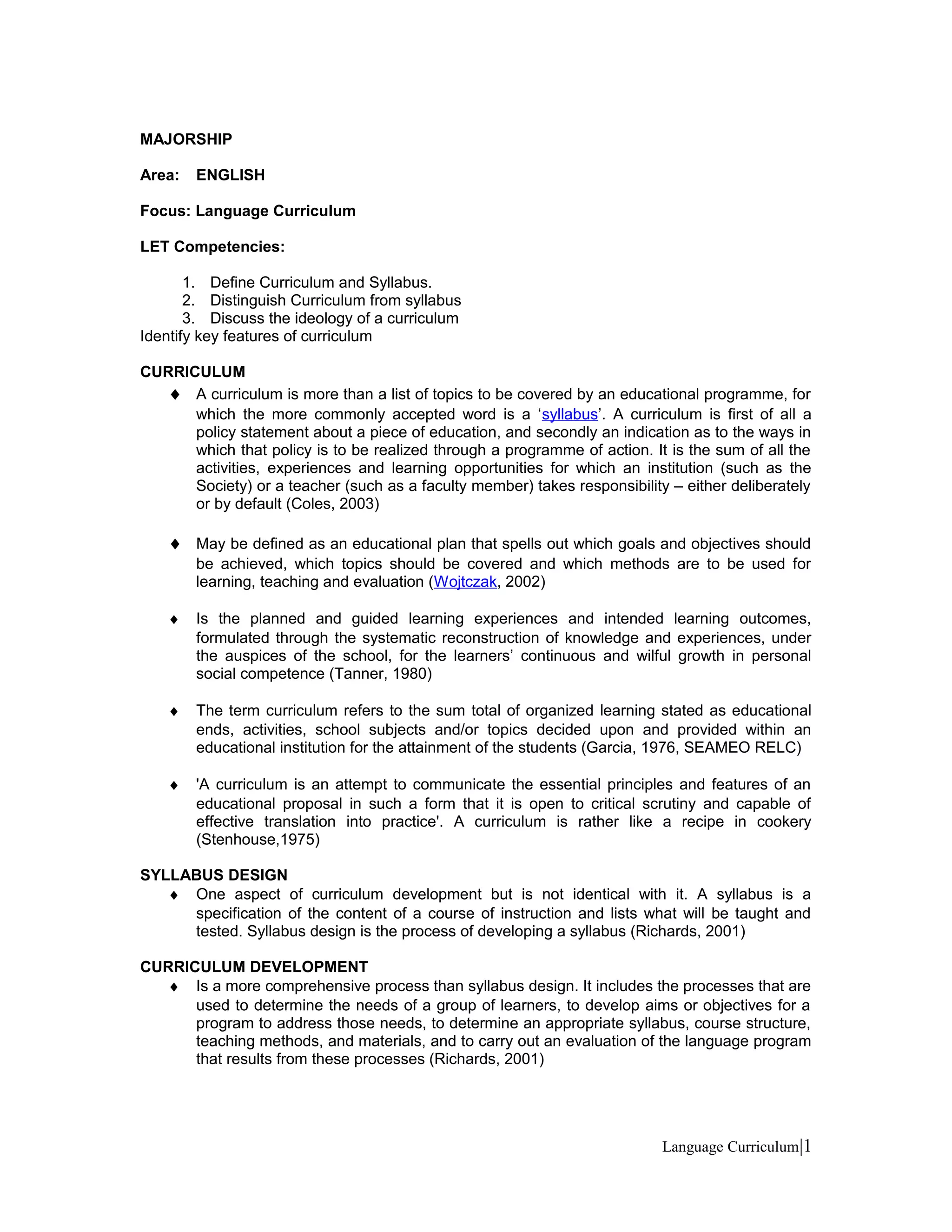 Language Curriculum (6 of 16) | DOC