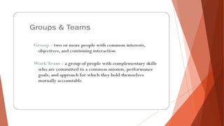 6.Group and teams By Mr Allah Dad Khan Visiting Professor he University of Agriculture Peshawar ...